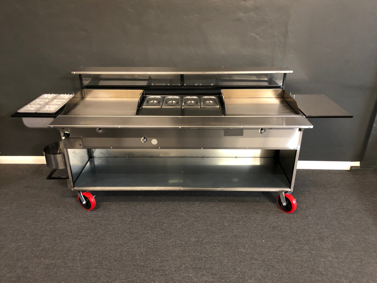 (#136) Twin griddle cart with front insulated front table – LA Taco Carts