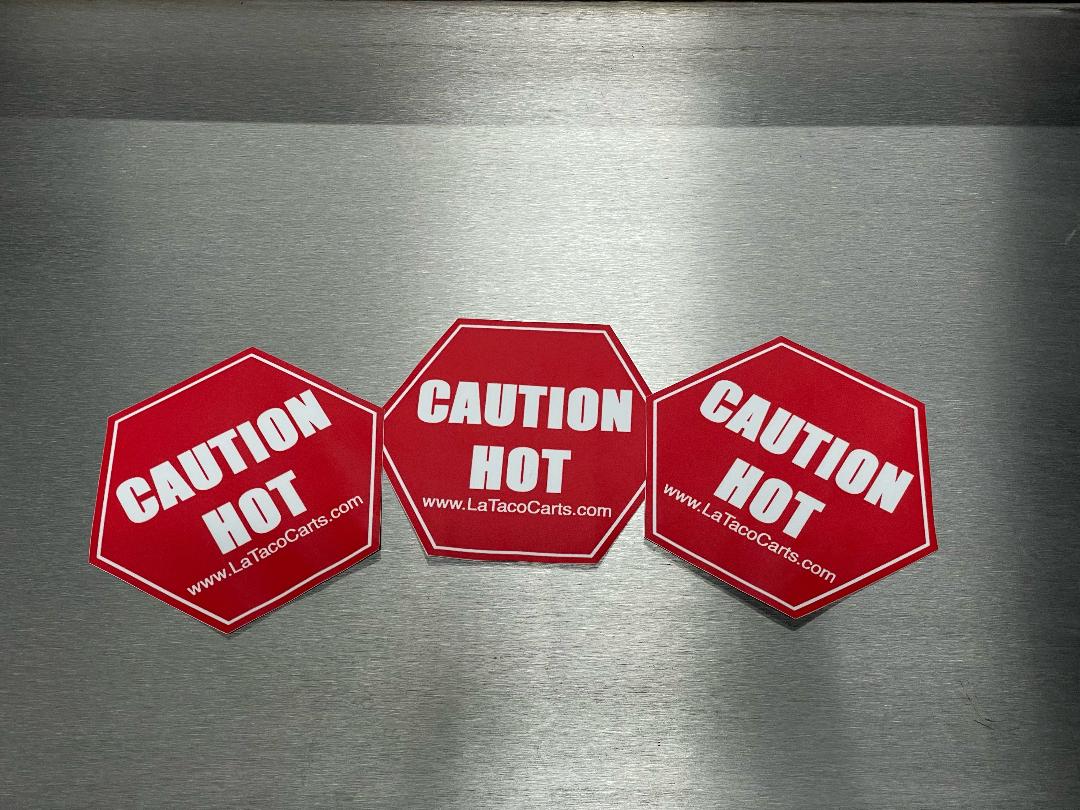 Safety "Caution Hot" Stickers (3-Pack) – LA Taco Carts