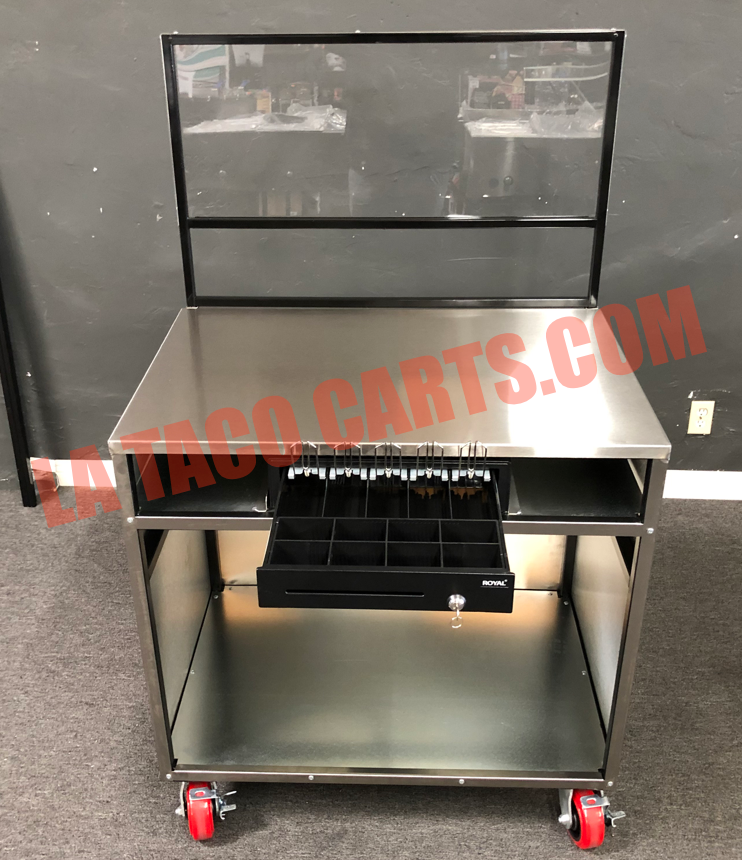 (#110) Service Cash Register Cart W/Front Sneeze Guard – LA Taco Carts